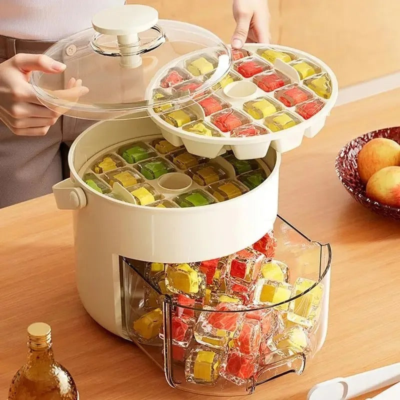Rotating Ice Tray With Lid And Bin – Duvera
